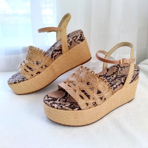Jessica Simpson | Shoes | Jessica Simpson Snake Print Rattan Wedge ...